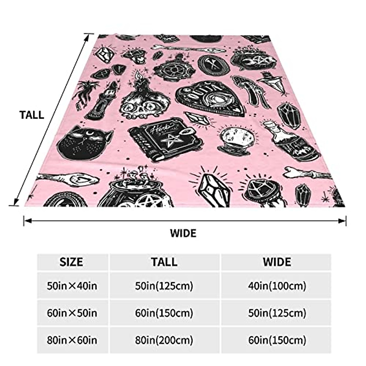 BLUBLU Witchy Witch Blanket Flannel Throw Blanket Flannel 50"x40" for Men Women Kids Gifts