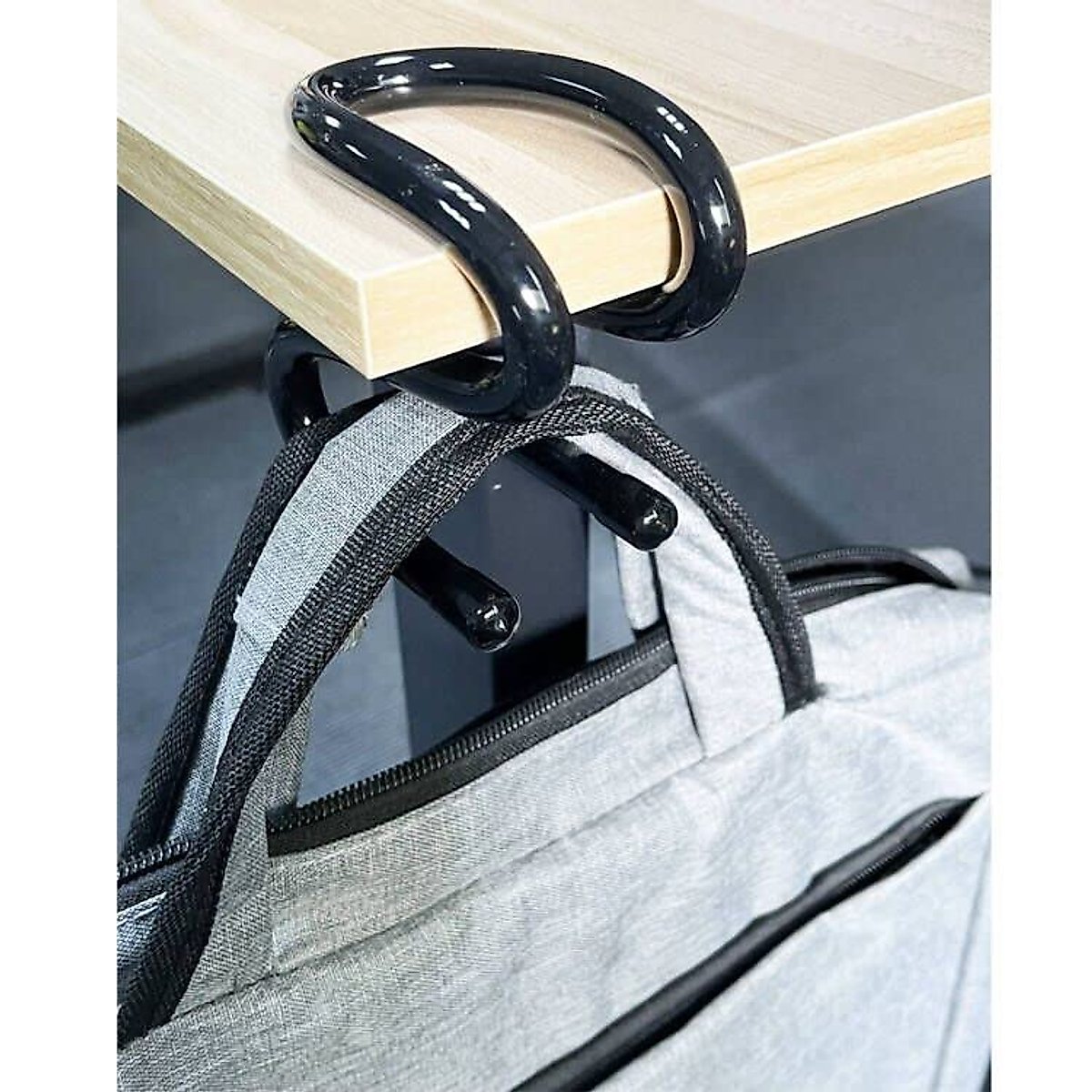 AUXPhome Portable Bag Hook Hanger Clamp-On Backpack, Under Counter, One Step Installation - 10 lb. Capacity, Reduce Desk Clutter