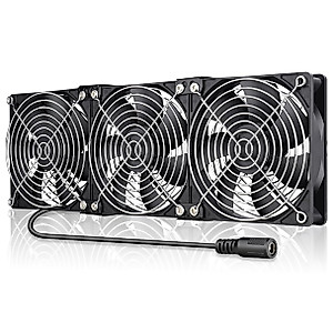 GDSTIME Big Airflow 3 x 120mm Fans DC 12V Powered Fan with AC 110V - 240V Speed Control, Cabinet Chassis Cooling Fan, Server Workstation Cooling Fan