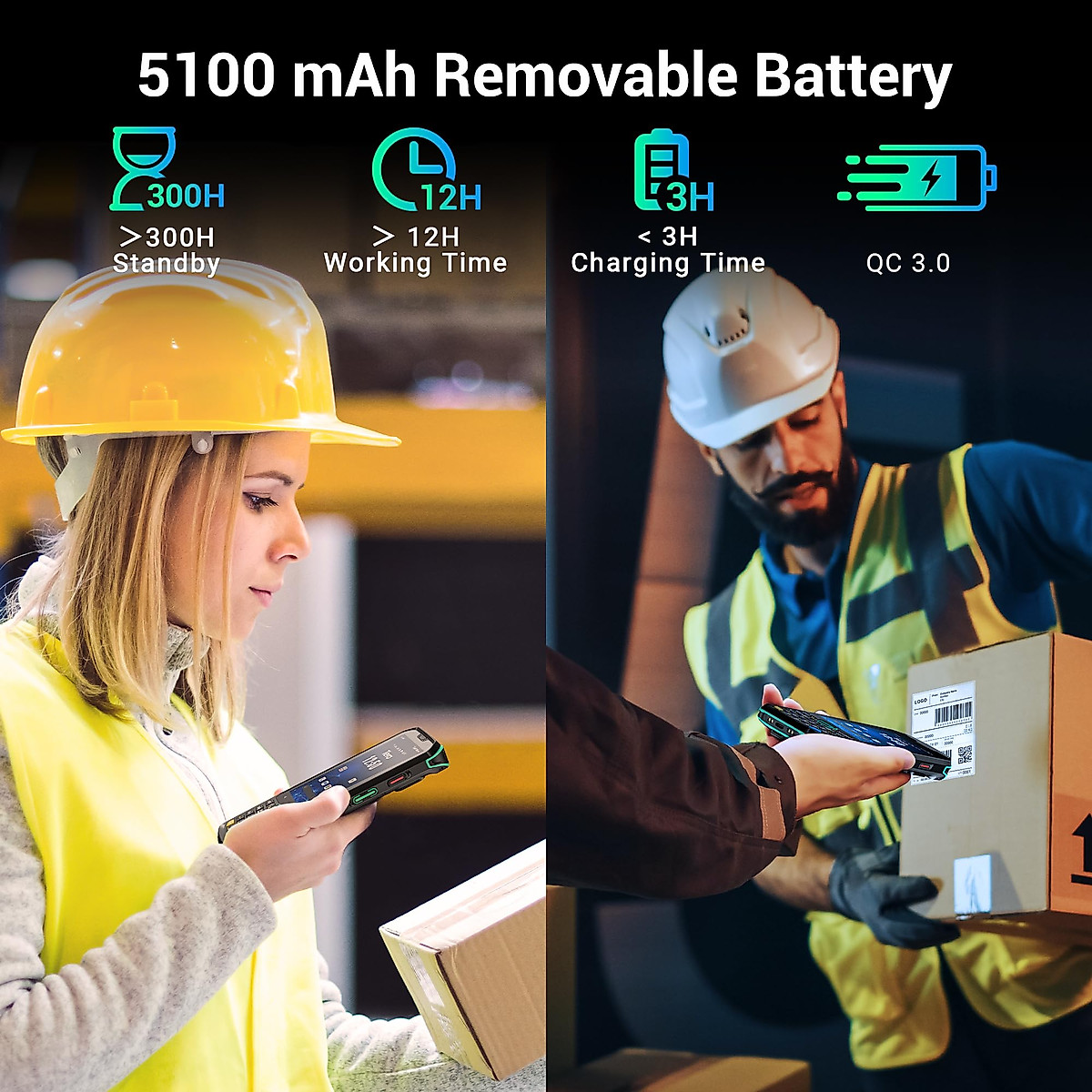 Tera Android 11 Barcode Scanner PDA: HS7 Scan Engine 26 Keys IP67 Rugged 4+64GB 5100 mAh Battery QC 3.0 Fast Charge 4” Touch Screen Mobile Terminal for Warehouse Inventory Scanner P400