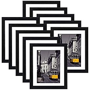 eletecpro 8x10 Picture Frames Set of 10, Display 4x6 or 5x7 Photo Frame with Mat or 8x10 without Mat, Wall Gallery Photo Frames, Table Top Display or Wall Mounting (Black, 8x10)