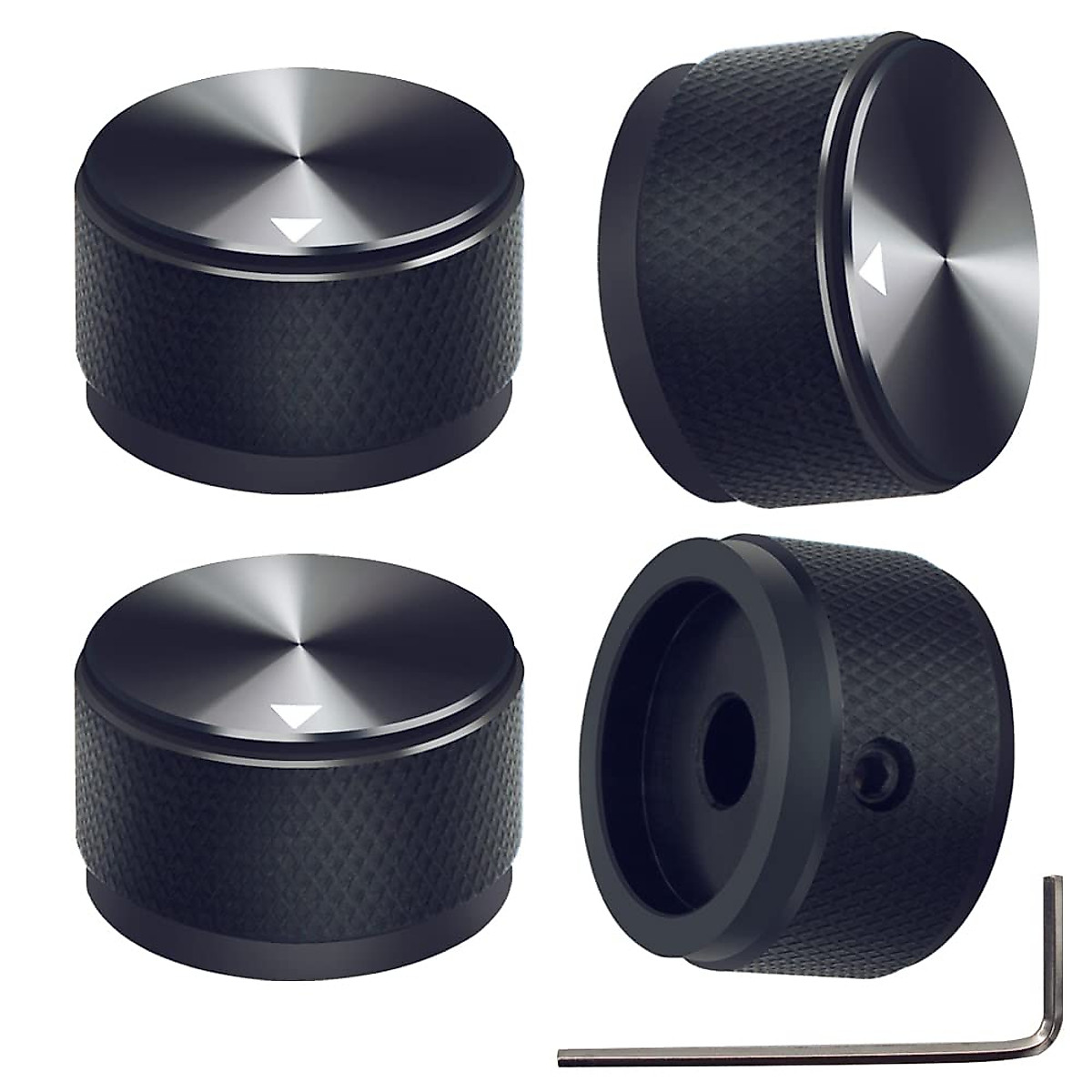 mxuteuk 4pcs Black Guitar Knobs Aluminum Alloy Potentiometer Control knurled Knob Volume Audio Electric Guitar Bass Screw Type 25 x 15.5mm (d*h) KNOB-03-25BK