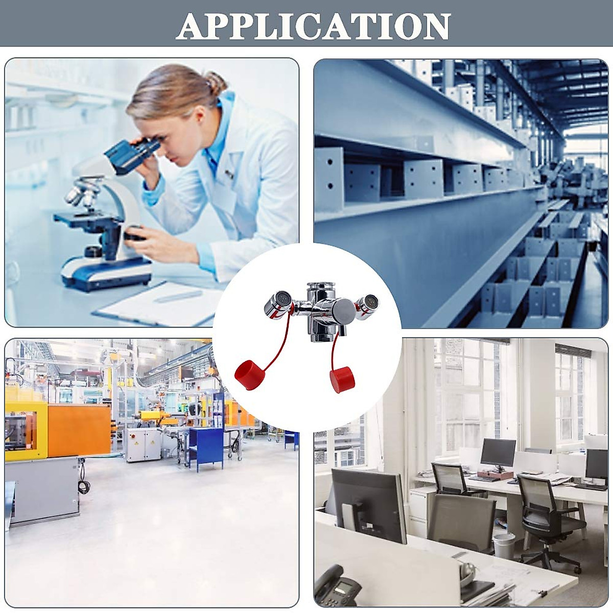 Lunarlipes Faucet Mounted Eyewash Station with Cover, Reliable First AID Emergency Eye Wash Unit for Sink Attachment, for Lab, Factory, Industry Site, Office and Home, Equipped with 4 Adapters