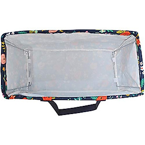 NGIL Extra Large Utility Tote Reusable Grocery Bag Oversized Collapsible for Groceries, Storage, Picnic, Beach (Floral Pattern-navy)