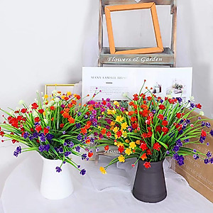 UCSAJI 6PCS Artificial Flowers Gypsophila Flowers Outdoor UV Resistant Plants for DIY Wreath Floral Arrangement Wedding Party Home Garden Decoration(Without Basin)