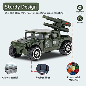 Shellvcase Diecast Military Vehicles, 6 Pack Army Toys Assorted Alloy Metal Model Cars Tank,Helicopter,Panzer,Anti-Air Vehicle Playsets Gift for Boys Kids Age 6 7 8 9 10