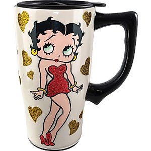 Spoontiques - Ceramic Travel Mugs -Betty Boop Cup - Hot or Cold Beverages - Gift for Coffee Lovers