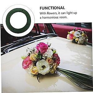 Garneck 3 Pcs Wedding Car Decoration Ring Floral Mud Flower Cage Wreath Form Ring DIY Wreath Frame Green Round Wet Christmas Decor Wedding Flower Head Car Wedding Car Flower Bride Plastic