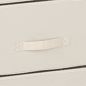 mDesign Steel Frame, Wood Top, Tall Dresser Drawer Organizer Storage Tower, Small Chest Furniture Unit for Bedroom, Hallway, Closet, and Entryway 5 Fabric Bins w/Handle, Jane Collection - Cream/White