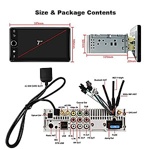 Joying 7" Single Din Car Stereo Android 10.0 Head Unit Touch Screen Car Radio Support Bluetooth 5.1/Carplay/Android Auto/5G WiFi/Subwoofer Output/Audio Out/Video in