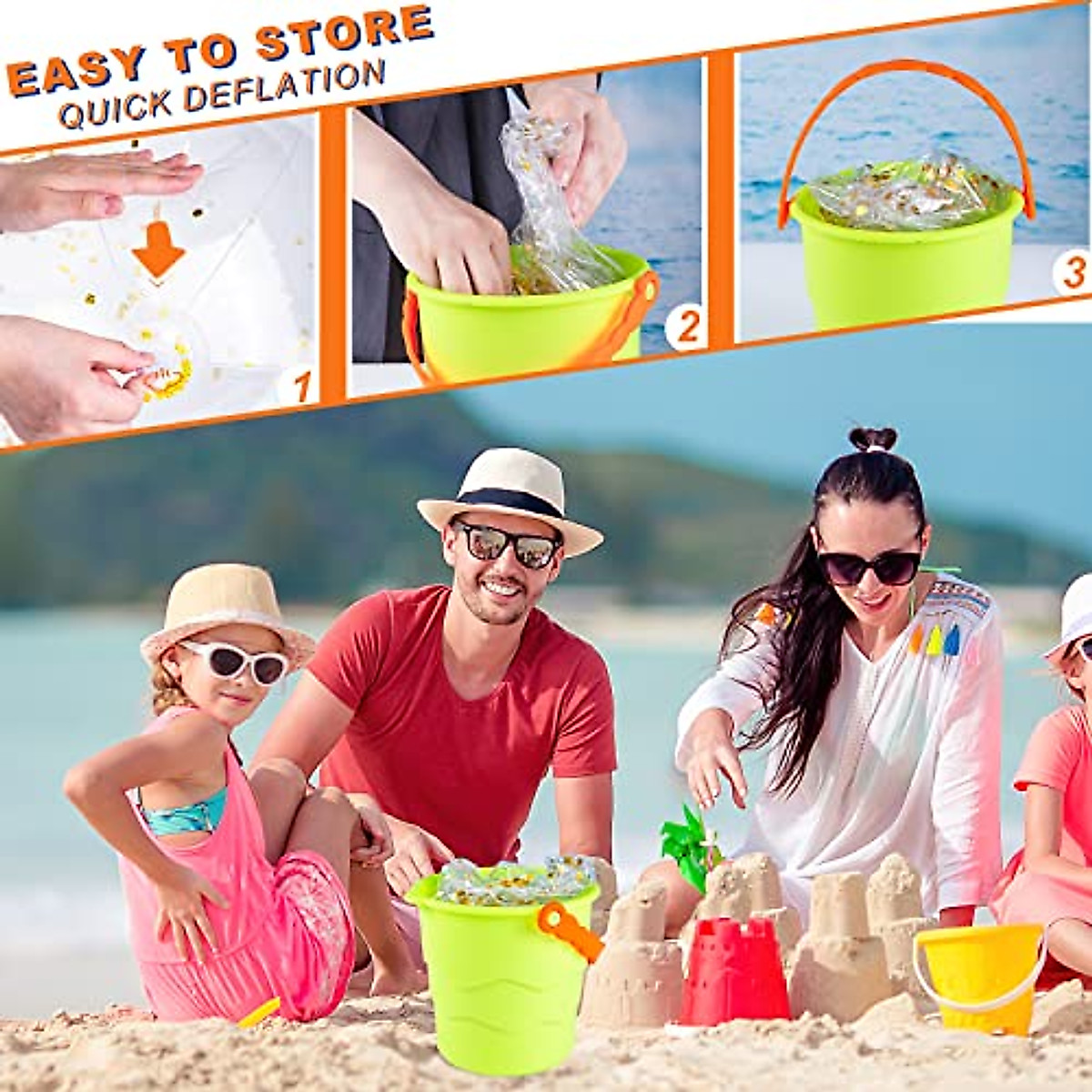 AMOR PRESENT 2PCS Inflatable Beach Balls, Glitter Beach Ball 16 Inch Clear Inflatable Ball with Gold Confetti for Kids Birthday Summer Pool Party