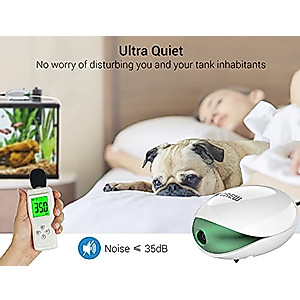 NICREW UFO Aquarium Air Pump, Ultra Silent Air Aerator Pump for Fish Tank, Oxygen Pump with Dual Outlets, Accessories Included, 2.5W