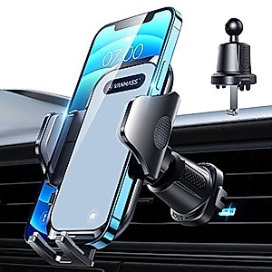 VANMASS Upgraded Car Vent Phone Mount [Patent Steel-Hook] Air Vent Holder Clip Sturdiest Shockproof Universal Mobile Cell Phone Mount Handsfree Stand Cradle for iPhone 14 13 Samsung Galaxy,Grey