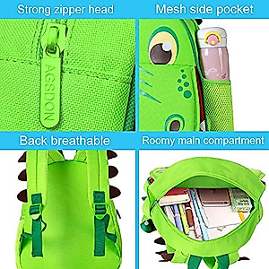 3PCS Toddler Backpack and Lunch Box for Boys, 12" Dinosaur Preschool Kids Bookbag, Cute Animal Kindergarten Schoolbag