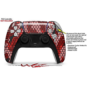 WraptorSkinz Skin Wrap compatible with Sony PS5 DualSense Controller HEX Mesh Camo 01 Red Bright (CONTROLLER NOT INCLUDED)