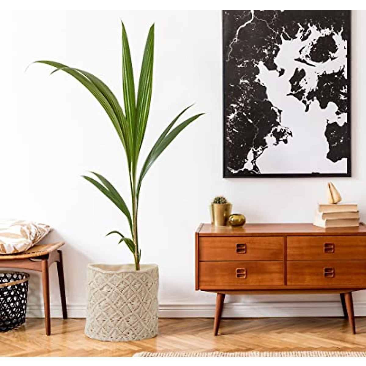 Americanflat 13" Woven Macrame Storage Basket with Natural Cotton Rope - Nursery Basket, Boho Laundry Basket, Macrame Plant Basket or Macrame Décor