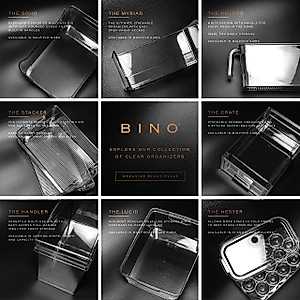 BINO | Stackable Storage Bins, Large - 4 Pack | The Stacker Collection | Clear Plastic Storage Bins | Organization and Storage Containers for Pantry & Fridge | Multi-Use Organizer Bins | BPA-Free