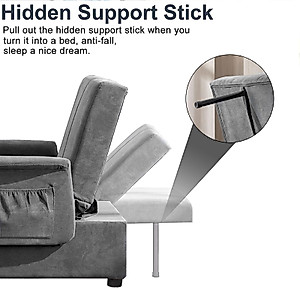 BINGTOO Convertible Chair Sleeper Bed with Lumbar Pillow, 3 in 1 Multi-Function Adjustable Ottoman Bed Bench Guest Sofa Bed Chair, Folding Ottoman Sleeper Guest Bed for Bedroom,Living Room