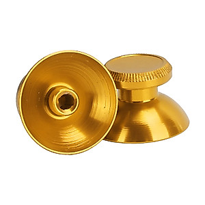 Metal Aluminium Alloy Buttons Set for PS4 Controller, ABXY Bullet Buttons + Thumbsticks Analog Thumb Grip + Chrome D pad for PS4, Joystick Replacement for PS4 Gamepad (Golden)