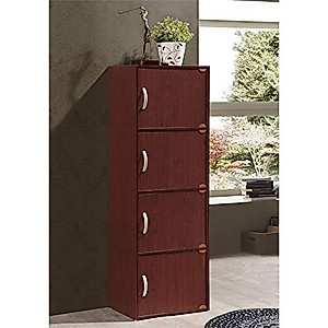 Pemberly Row 4 Shelf 4 Door Bookcase in Mahogany