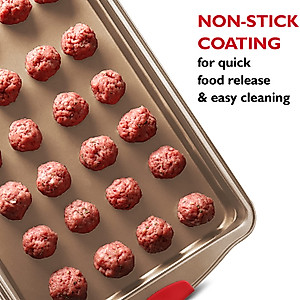 Eatex Baking Sheet, 8PC Cookie Sheet Set with Silicone Handles, Nonstick Steel Baking Pan, Durable Baking Sheets for Oven, BPA Free Baking Pans Set, Cookie Sheets for Baking Set – Brown Bakeware