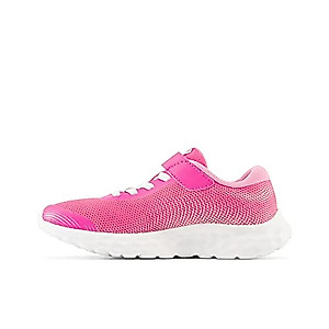 New Balance Girls DynaSoft 520 V8 Bungee Running Shoe, Hi-Pink/White/Signal Pink, 2 Little Kid