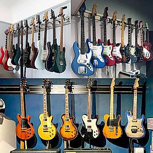 DLDIRECT Multiple Guitar Wall Mount with 6 Guitar Holder Locking System, 48-Inch Black Wall Hanger for Guitars and Ukuleles