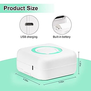 myuiojpn Portable Wireless Printer Mini Pocket Bluetooth Thermal Printers with 6 Rolls Printing Paper Compatible with Android iOS Smartphone for Label Receipt Photo Notes and Memos