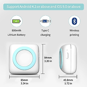 HOMESTEC Mini Printer, Label Maker Machine Portable Thermal Printer for Smartphone with Tape Wireless Bluetooth Printing