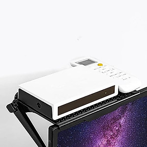 Computer Desktop Stand Riser Holder, Punch-Free Computer Monitor Rack, Vented Metal Desk Shelf for Desk Organizer, Plastic TV Set-top Box Screen Bracket Router Storage Rack (Black)