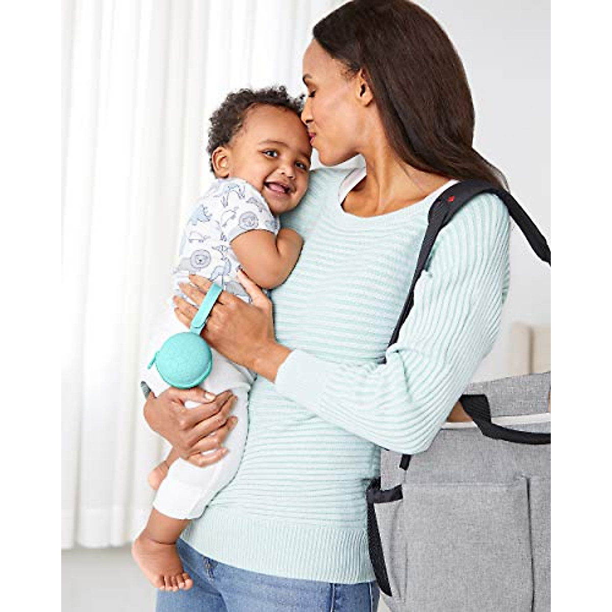 Skip Hop Silicone Pacifier Holder, Grab & Go, Light Teal