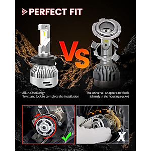 LASFIT Pro Series H7 LED Bulb - Pro-MB1 for VW Jetta BMW Mercedes Benz w/Retainer Adapter, Plug & Play,Directly Fit,60W 6000LM Improve Driving View,See Farther (2 bulbs)