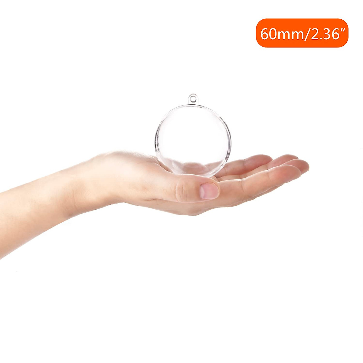 20 Pack Clear Christmas Ornaments, 2.36"/60mm Clear Plastic Fillable Ornaments Ball DIY Christmas Ornaments for Christmas Tree, Holiday, Wedding, Party, Home Décor Party(60MM/2.36")