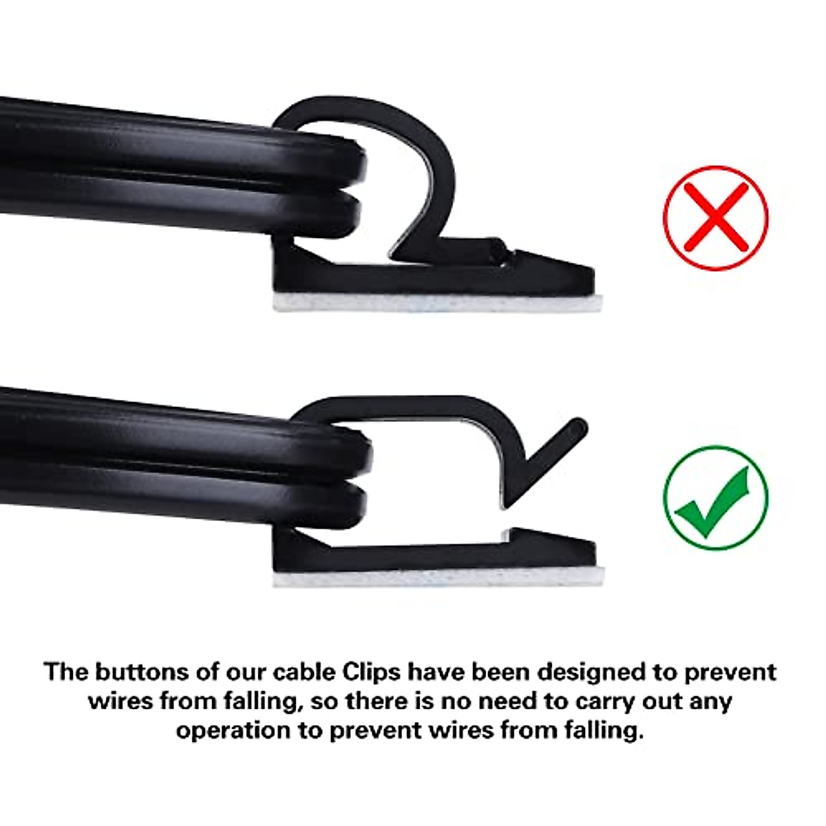 XHF 0.63” Adhesive Cable Wire Clips Black 60pcs, Outdoor Cable Management Wire Organizer Cord Holder for Under Desk, Car, Wall, TV PC Ethernet Cable