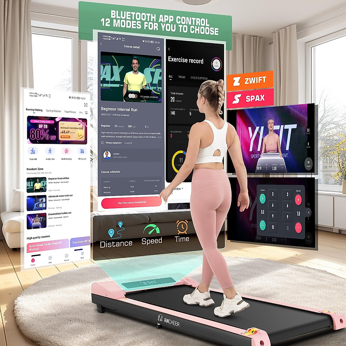 300lbs Weight Capacity Walking Pad, ANCHEER 2.5HP Under Desk Treadmill with Remote Control, Compact Electric Treadmill for Home/Gym/Office with LED Screen, Ultra-Quiet/Installation-Free