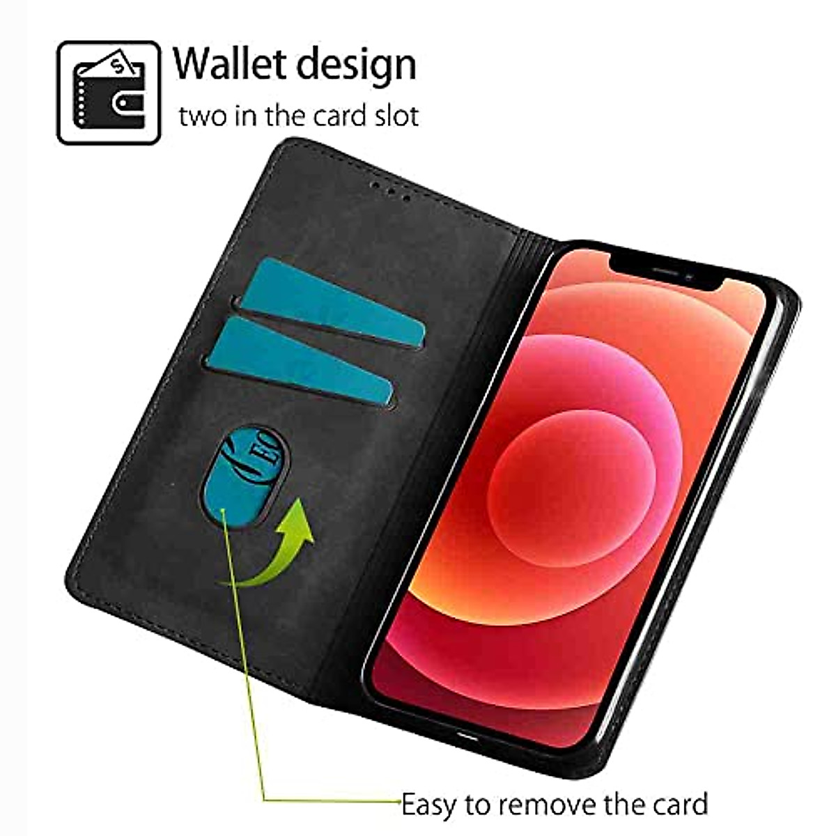 BANLEI2U Phone Cover Wallet Folio Case for LG V20 Mini, Premium PU Leather Slim Fit Cover, Anti Shock, Black