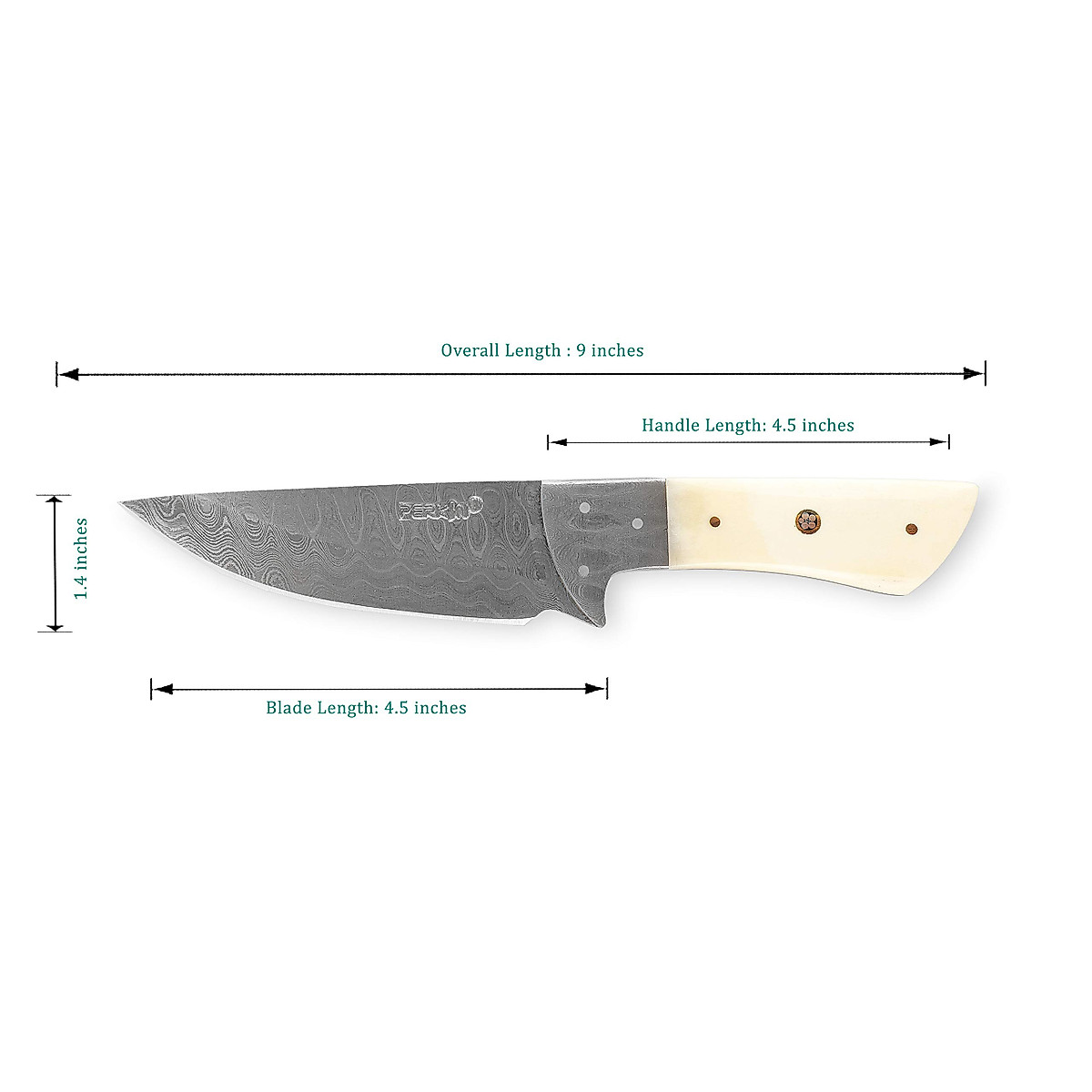 Perkin 3200 Handmade Damascus Steel Hunting Knife with Sheath