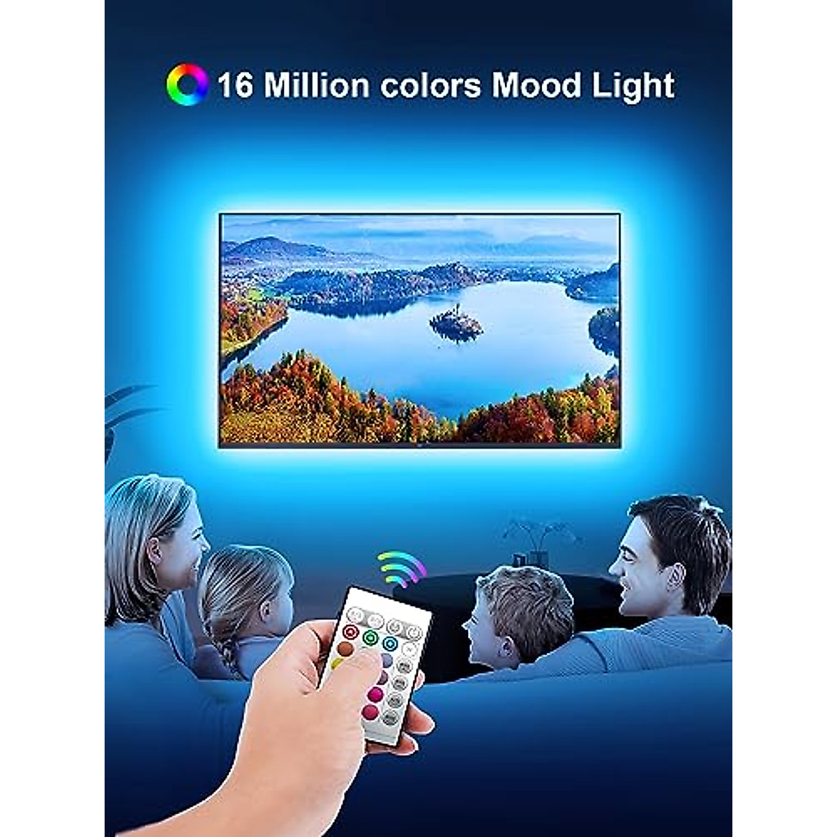 GIPOYENT TV LED Lights, 13.1ft TV LED Lights for 40-65 Inch, LED TV Behind with Bluetooth Function - RGB Color Changing Light Strip for Home Theater