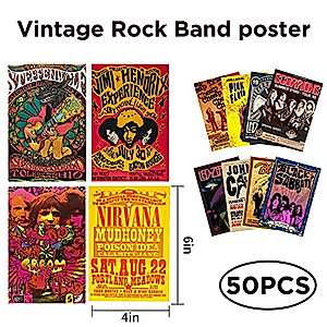 Vintage Rock Band Posters - 50-Piece Retro Wall Collage Kit
