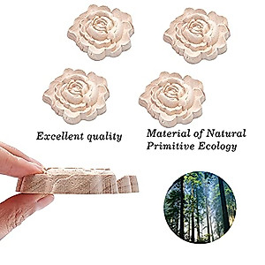 GORGECRAFT 4PCS Wooden Carved Onlay Appliques Rose Wood Carving Decal Molding Corner Craft Unpainted Furniture Applique Frame Flower Valentines Day Home Decoration for Dresser Bed Door Cabinet 3"x3"