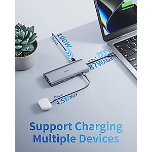 Docking Station 3 Monitors for Windows Laptop, USB C Docking Station with Dual HDMI 4K 60Hz, 1 VGA, 5 USB-A, 100W PD, Ethernet, Mic/Audio, SD/TF, USB Hub for Laptop for Dell XPS/HP/Lenovo/Surface