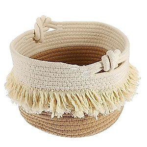 CHILDWEET Rope Storage Blue Baby Baskets for Storage Desk Top Organizer Shelf Clothes Organizer Rack Bohemian Style Storage Basket Storage Basket for Nursery Bohemian Basket Storage Bin Lace