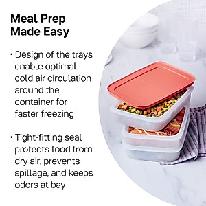 Tupperware Brand Freezer Mates Plus Stackables Set - Includes 1 Lid & 3 Food Storage Containers - Airtight, Dishwasher Safe & BPA Free