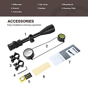 ESSLNB 3-9x50mm Airsoft Scope with Red Dot Illuminated Crosshair Reticle Riflescopes for Hunting&Shooting with Locking/Hold Zero Turrets and 2 Free Mount Rings