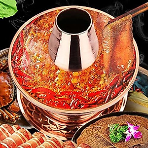 Chafing Dishes Chinese Traditional Old Beijing Charcoal Copper Hot Pot, Pot Shabu, Camping Home Use，Cook Cooking for Unusual Gift (Color : Brass, Size : 30cm)