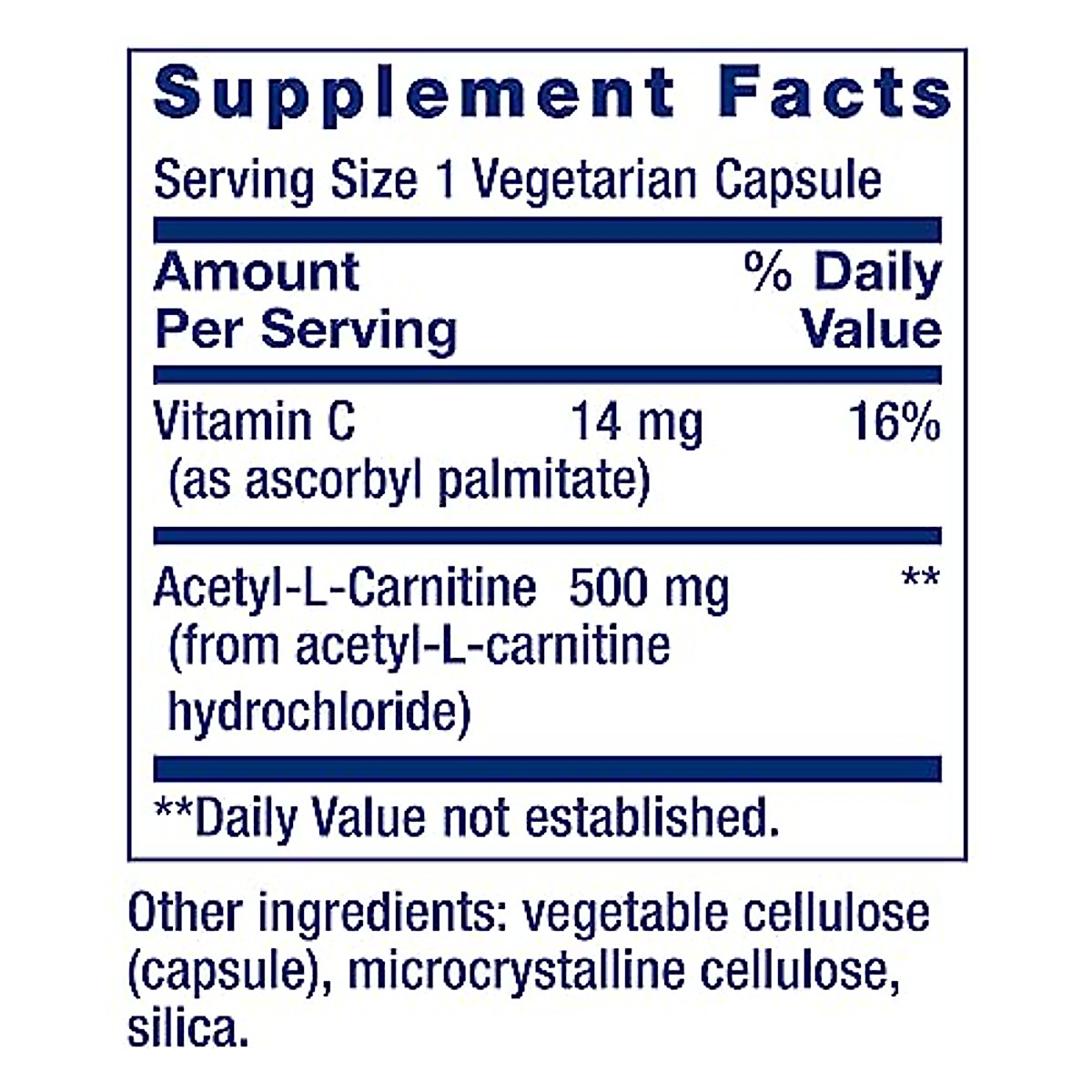 Life Extension Acetyl-L-Carnitine, Acetyl-L-Carnitine, vitamin C, Brain, mood & nerve health, cellular energy, 3-month supply, Gluten-Free, Non-GMO, Vegetarian, 100 Capsules