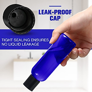 50pcs 4oz Empty Plastic Travel Bottles with Disc Top Flip Cap Small Travel Size Bottles Blue Plastic Bottles Refillable Empty Containers for Shampoo Lotion Liquid Body Soap Cream Toiletries