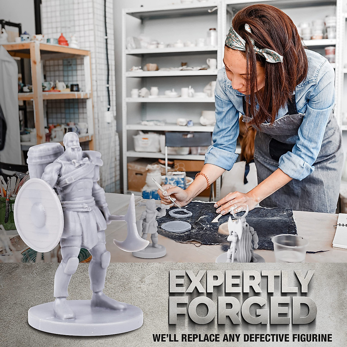 Path Gaming Town Folks Set, 40 Fantasy Tabletop Miniatures for Dungeons and Dragons. 28MM Scaled, 20 Unique Designs, Bulk Unpainted Miniatures, Great for D&D