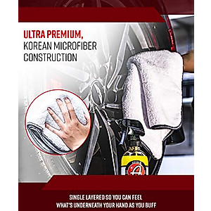 Adam's Single Soft Microfiber Towel - Soft Enough for Even The Most Delicate Finishes - Buff Away Polishes & Car Wax with Ease (4 Pack)