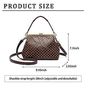 LUI SUI Vintage Rivet Shoulder Bags for Women Retro Classical Top Handle Purse Tote Bags